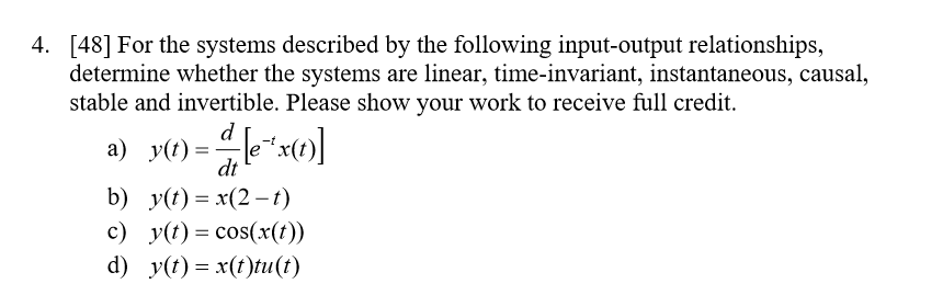 Solved 48 For The Systems Described By The Following 