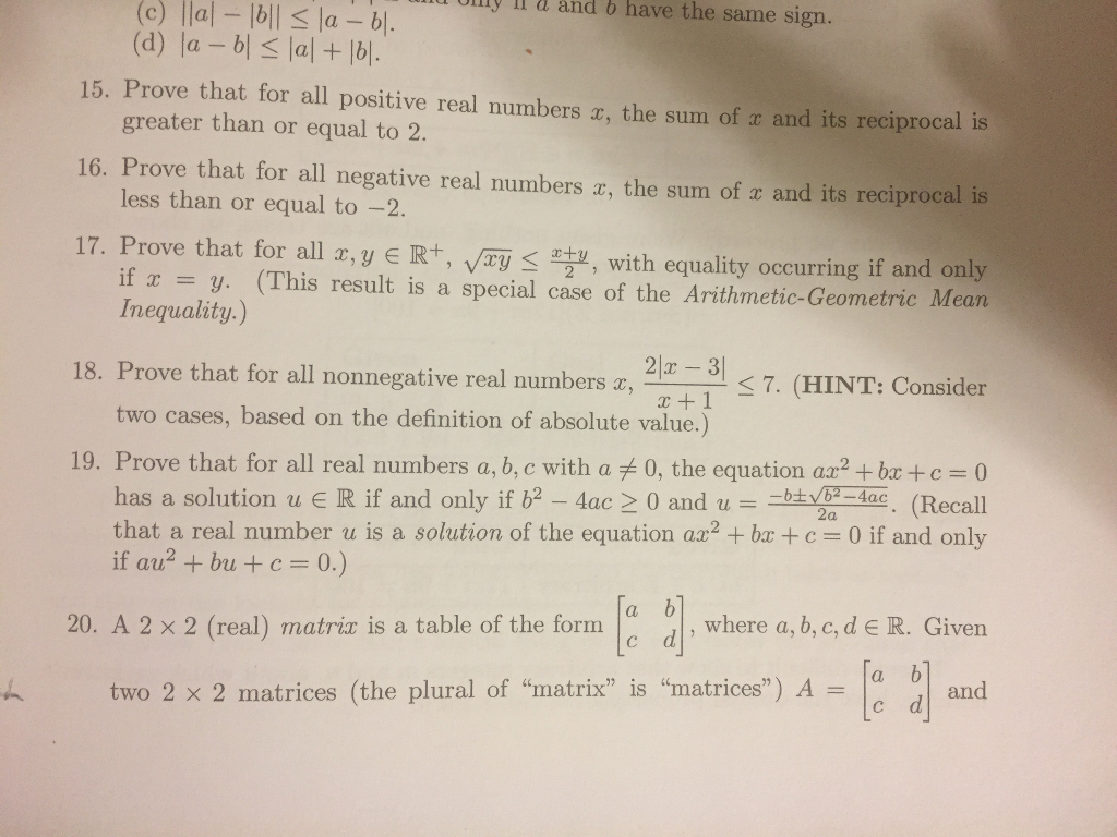 Solved Prove that for all positive real numbers x, the sum | Chegg.com