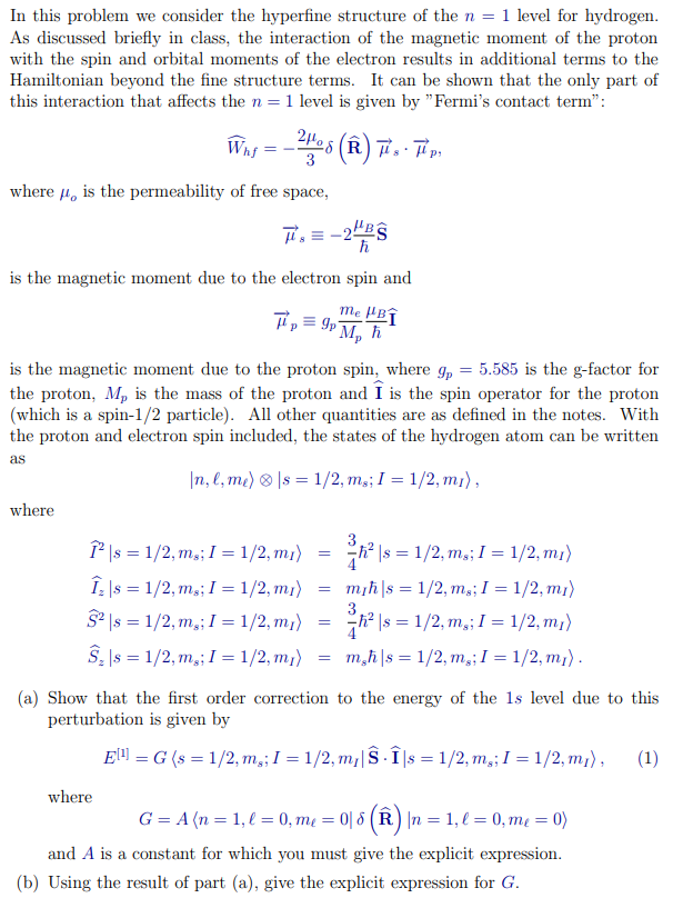 In this problem we consider the hyperfine structure | Chegg.com