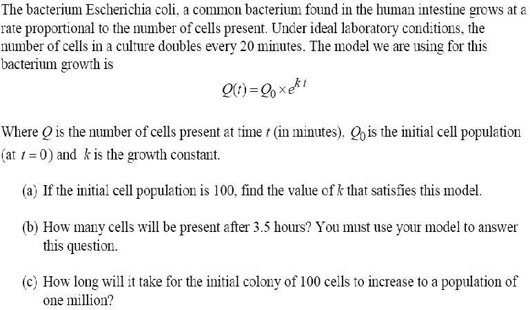 Solved The bacterium Escherichia coli. a common bacterium | Chegg.com
