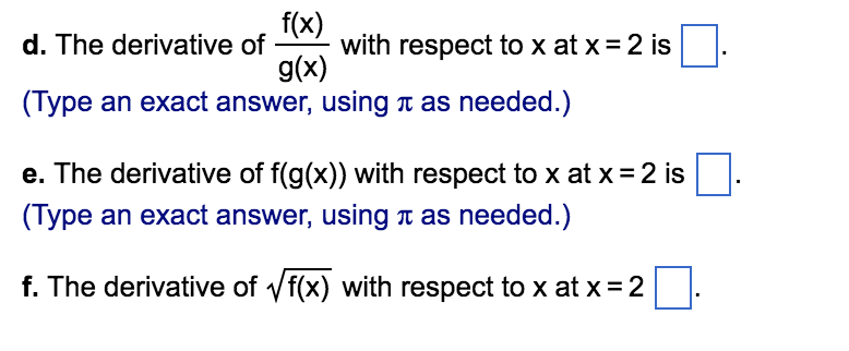 Solved Suppose that functions f and g and their derivatives | Chegg.com