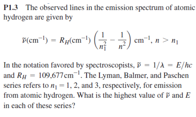 Solved The observed lines in the emission spectrum of atomic | Chegg.com