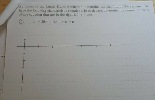 Solved /By means of the Routh-Hurwitz criterion, determine | Chegg.com