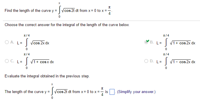 Solved Find the length of the curve y = integral^x_0 | Chegg.com