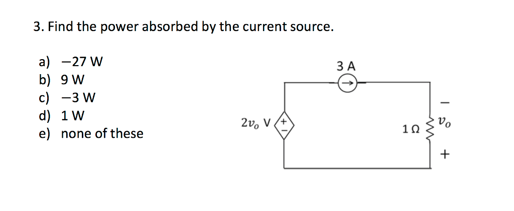 Solved Find the power absorbed by the current source. - 27 | Chegg.com