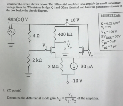 Solved Consider the circuit shown below. The differential | Chegg.com