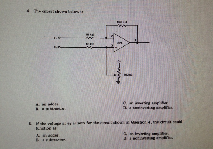 Solved 2 If The Input Voltage To The Circuit Shown Is 5 V