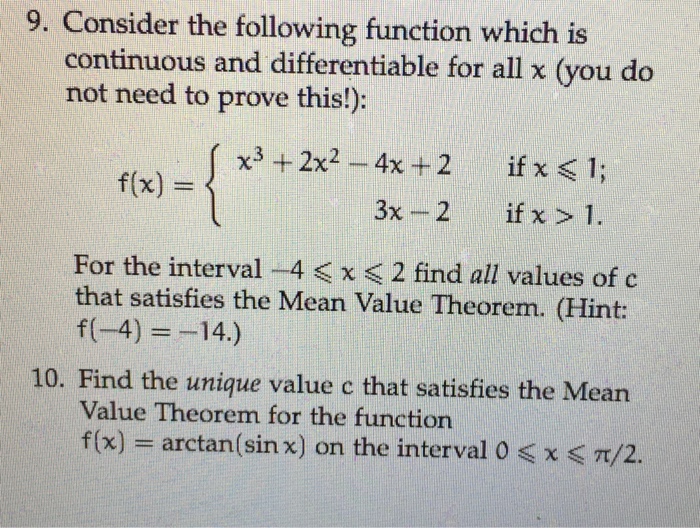 Solved Consider the following function which is continuous | Chegg.com