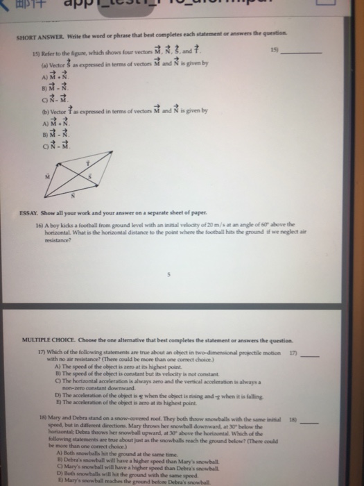 Solved Refer to the figure, which shows four vectors M, N, | Chegg.com