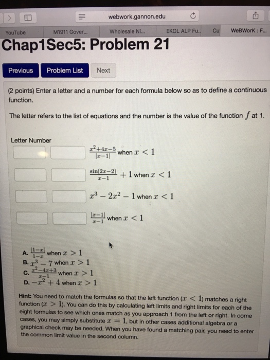 Solved Enter a letter and a number for each formula below so | Chegg.com