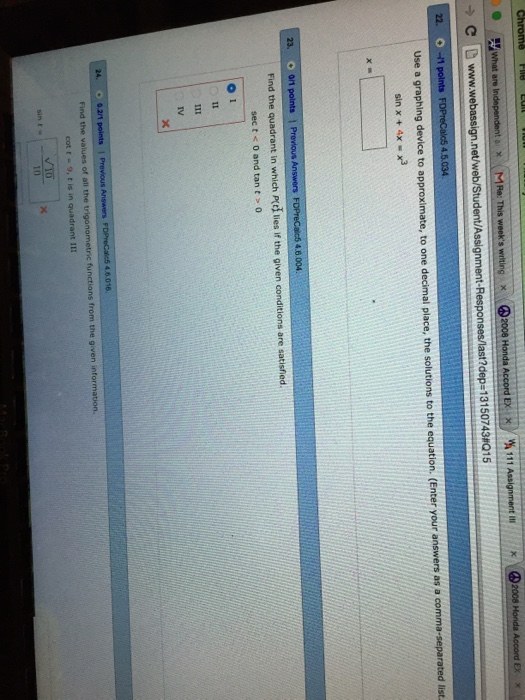 Solved Use a graphing device to approximate, to one decimal | Chegg.com