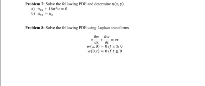 Solved Solve the following PDE and determine u(x, y) a) | Chegg.com