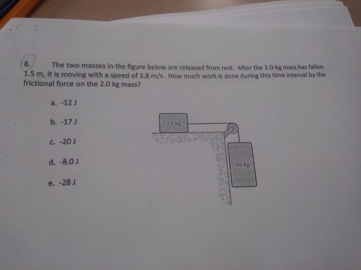Solved 8 The two masses in the figure below are released | Chegg.com