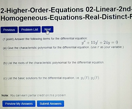 Solved 2-Higher-Order-Equations 02-Linear-2nd | Chegg.com