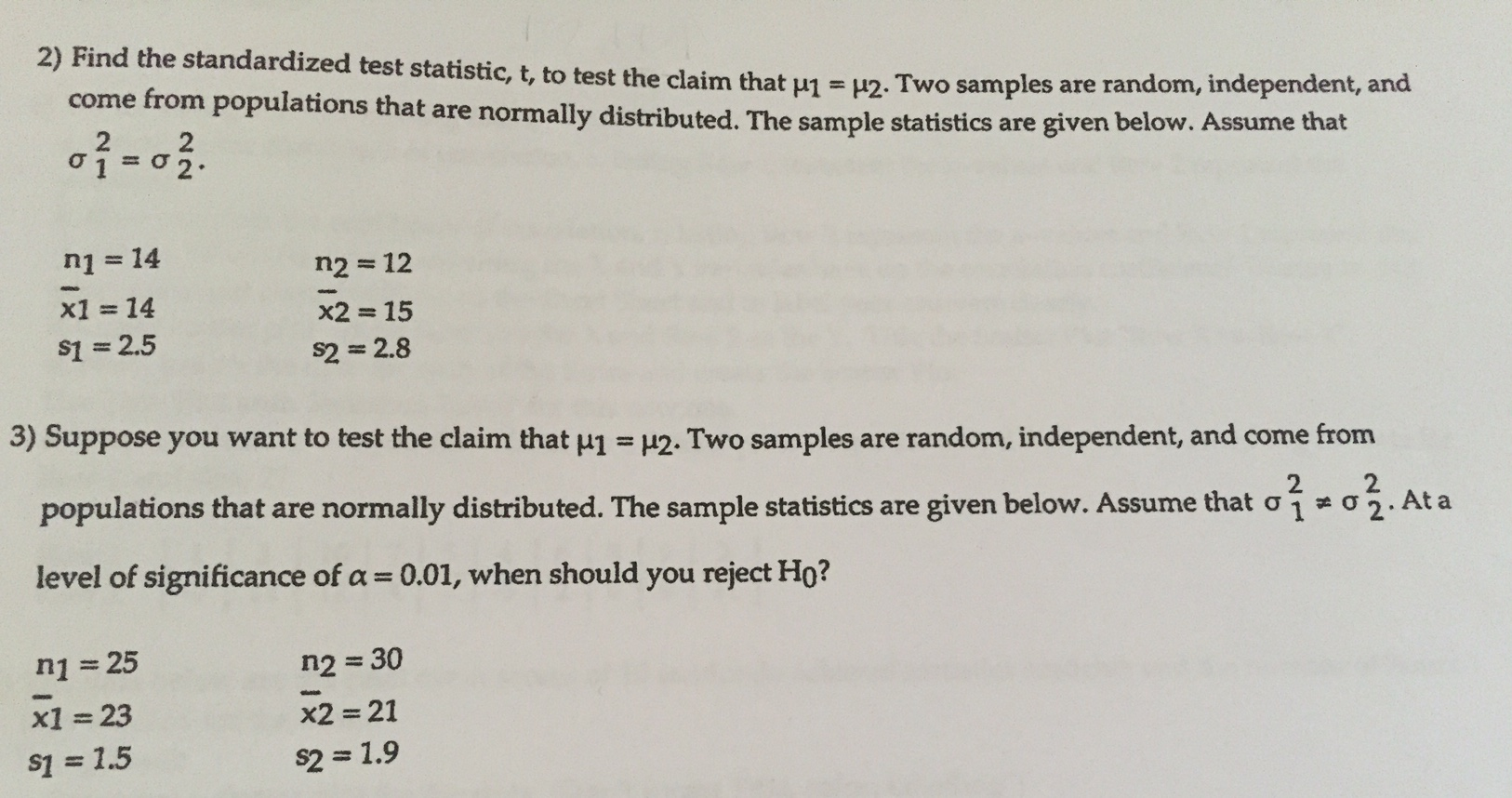 Solved Find The Standardized Test Statistic T To Test The