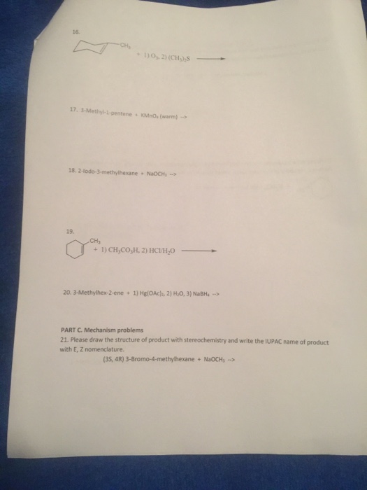 Solved 3-Methyl-1-pentene + KMnO_4 (warm) rightarrow 18. | Chegg.com