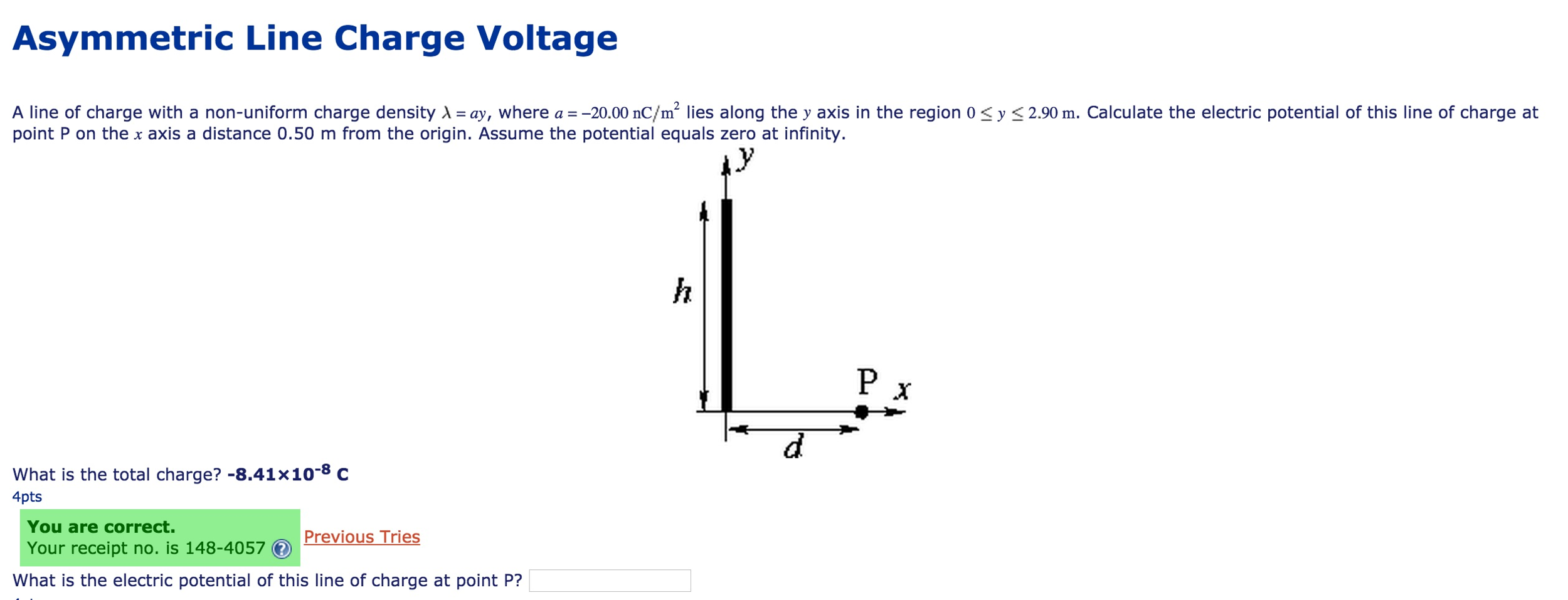 Solved A line of charge with a non-uniform charge density | Chegg.com