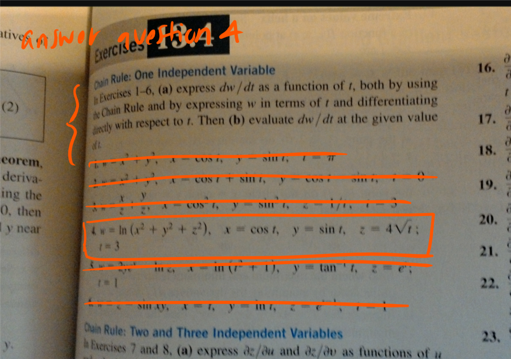 Solved It Exercises 1-6, (a) express dw/dt as a function of | Chegg.com