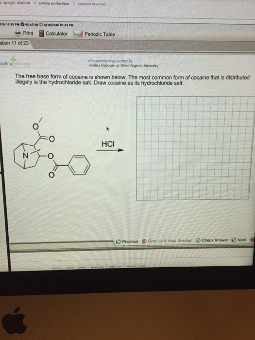 Solved The free base form of cocaine is shown below. The | Chegg.com