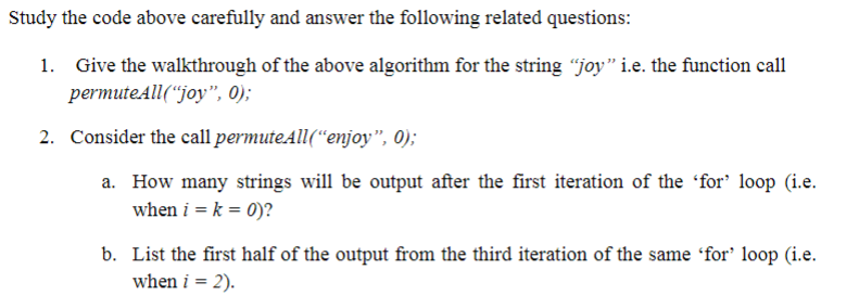 Solved A permutation of string S is the collection of | Chegg.com