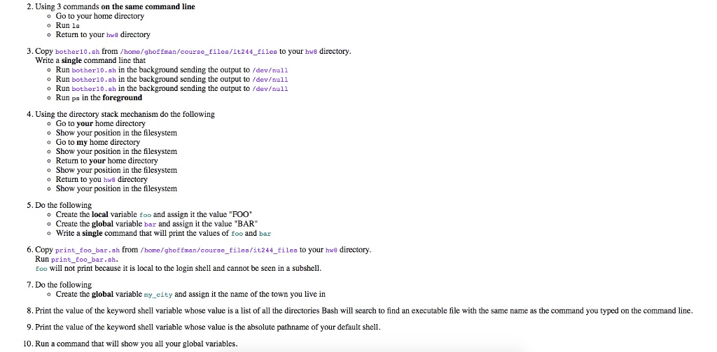 Solved Deliverables 1. A shell script named hw8. sh that | Chegg.com
