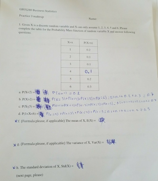 Solved GBUS280 Business Statistics Practice 3 makeup Name: | Chegg.com