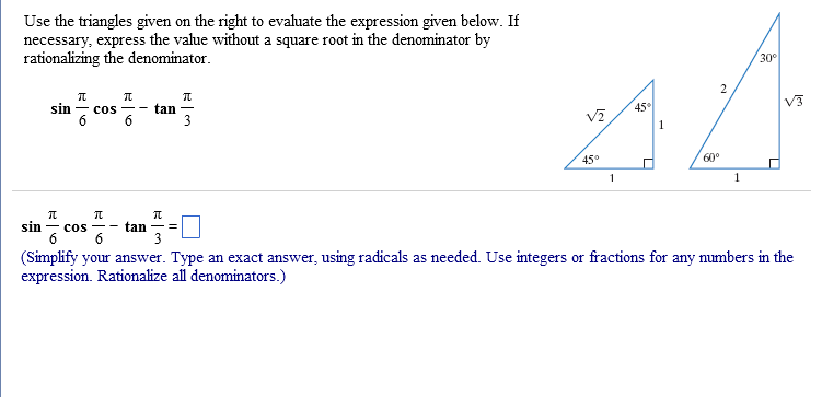 Solved Use the triangles given on the right to evaluate the | Chegg.com