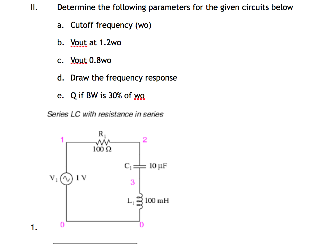 Determine the following parameters for the given | Chegg.com