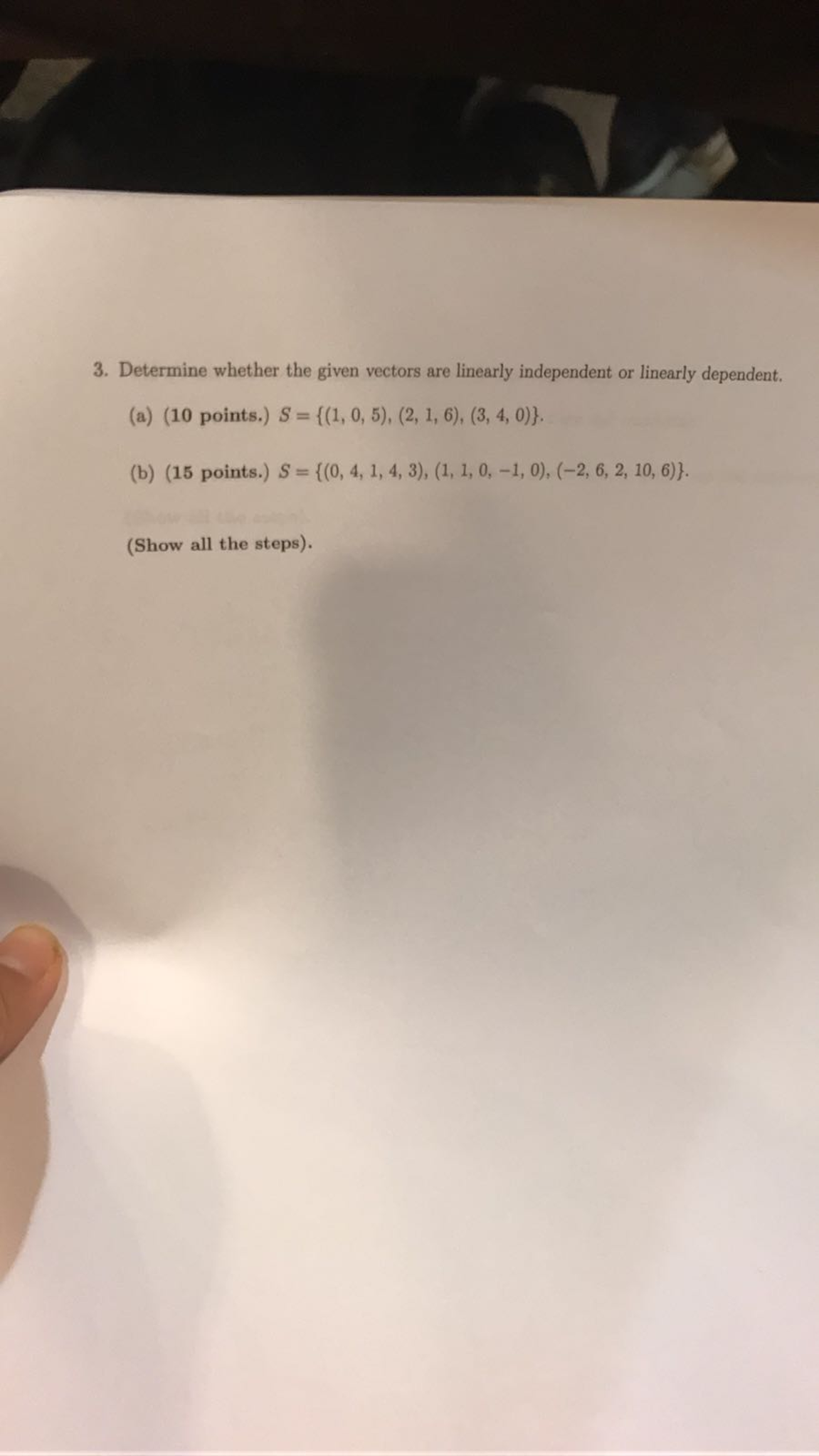 Solved Determine whether the given vectors are linearly | Chegg.com