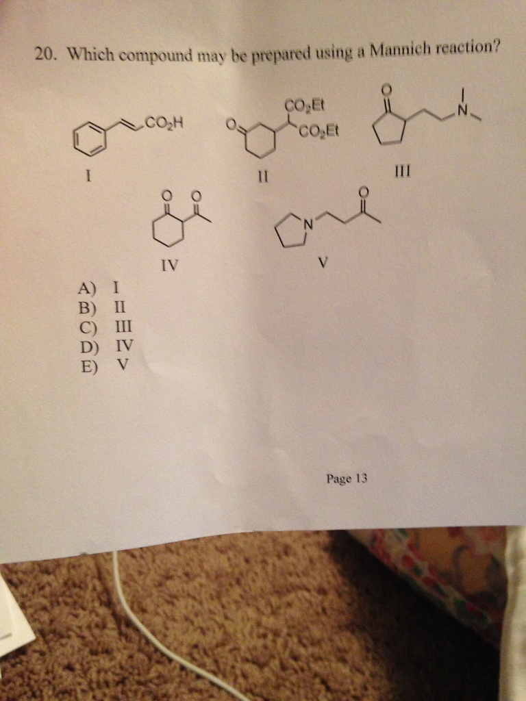 Solved Which compound may be prepared using a Mannich | Chegg.com