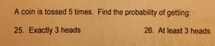 Solved A coin is tossed 5 times. Find the probability of | Chegg.com