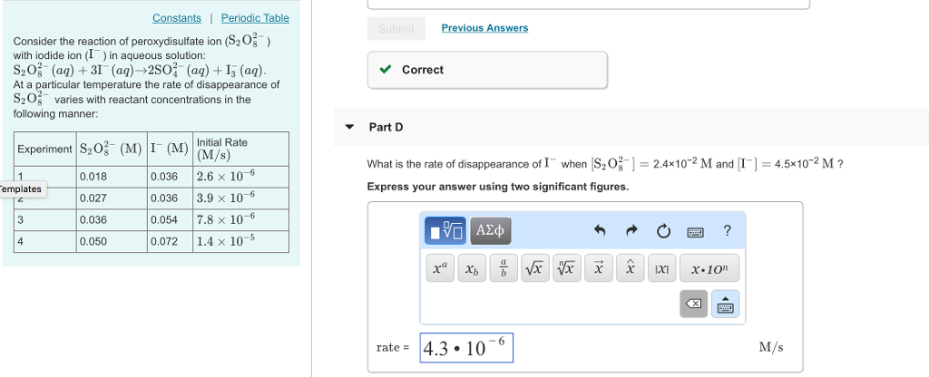 Solved Constants Periodic Table Consider the reaction of | Chegg.com