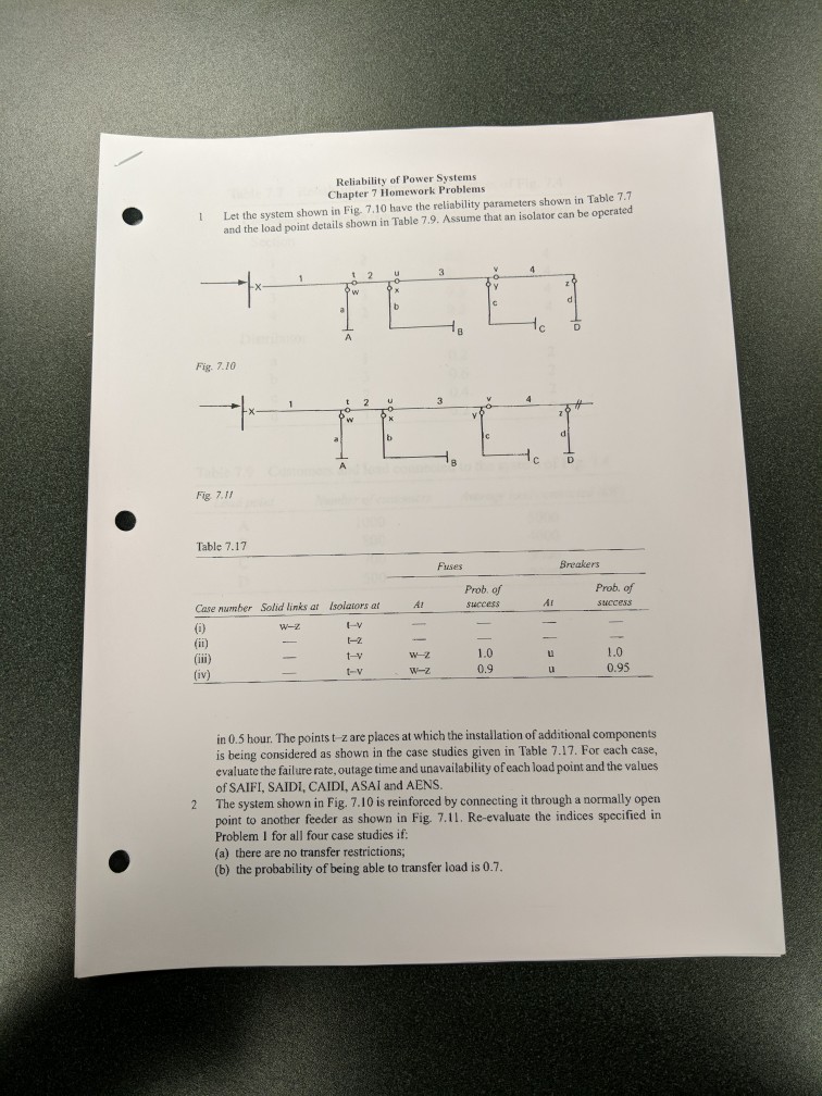 Reliability of Power Systems Chapter 7 Homework | Chegg.com