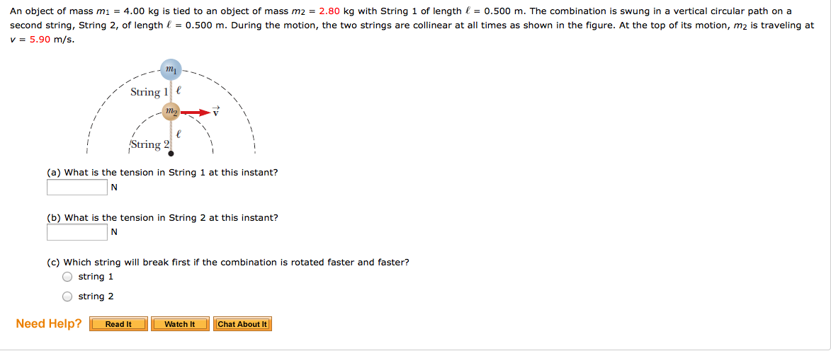 Solved An object of mass m1 = 4.00 kg is tied to an object | Chegg.com
