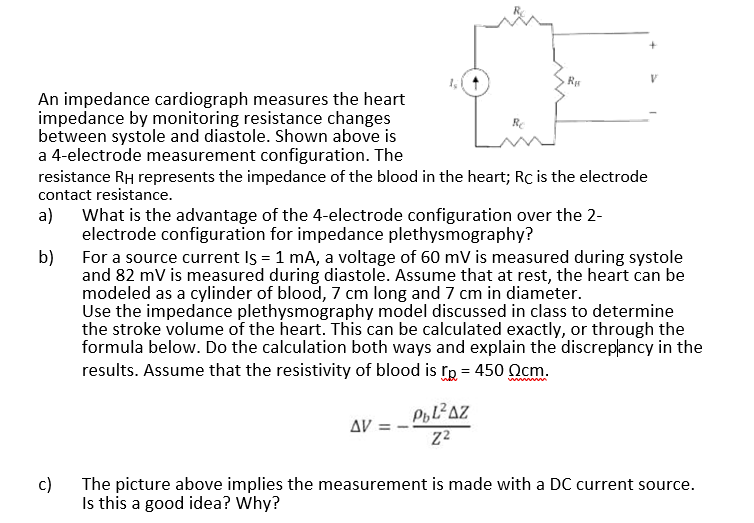 Solved Rp An impedance cardiograph measures the heart | Chegg.com