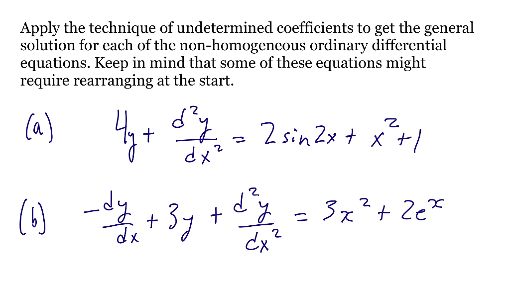 Solved Apply the technique of undetermined coefficients to | Chegg.com