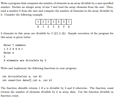 Solved Write a program that computes the number of elements | Chegg.com