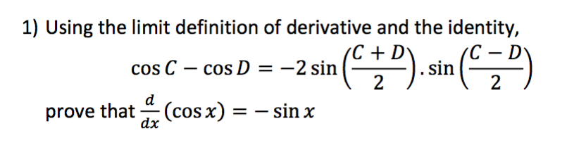Solved Using the limit definition of derivative and the | Chegg.com