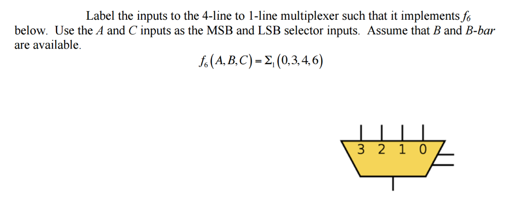 Solved Label the inputs to the 4-line to 1-line multiplexer | Chegg.com