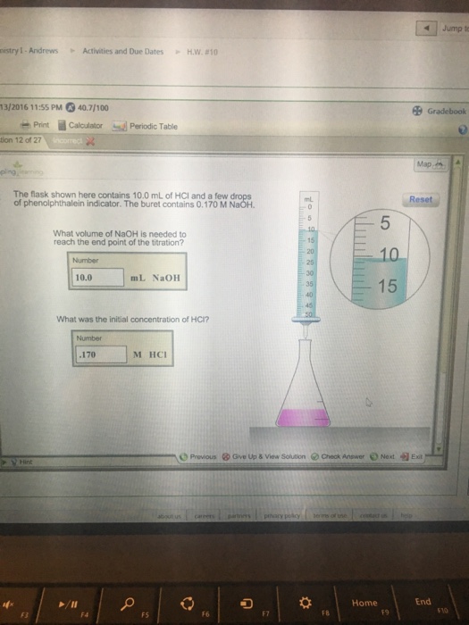 Solved The flask shown here contains 10.0 mL of HCl and a | Chegg.com