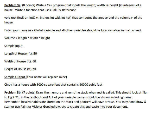 Solved Problem 3a: (8 points) Write a C++ program that | Chegg.com