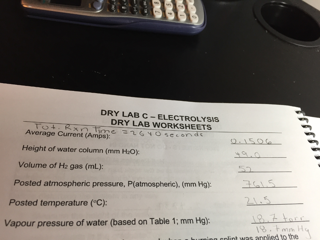 Solved 덞 DRY LAB C- ELECTROLYSIS DRY LAB WORKSHEETS Average | Chegg.com