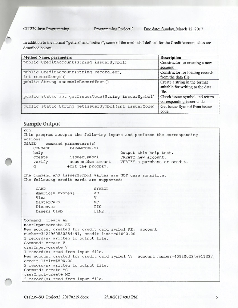 Solved CIT239 Java Programming Programming Project 2 Due | Chegg.com