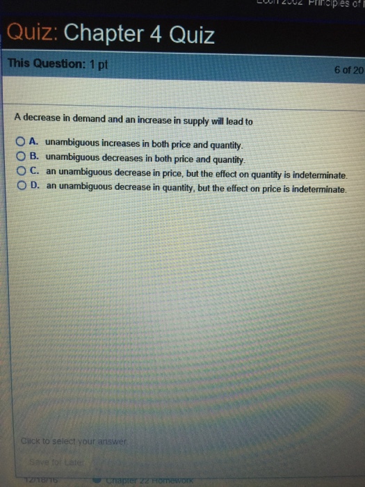 Solved a decrease in demand and an increase in supply will | Chegg.com