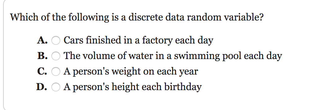 Solved Which of the following variables is discrete? Check | Chegg.com