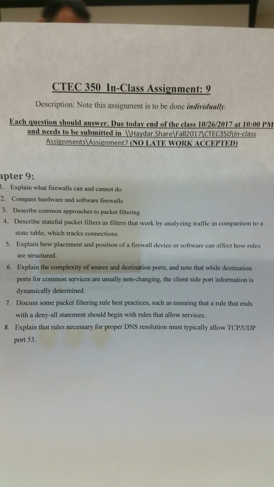 Solved CTEC 350 In-Class Assignment:9 Description: Note this | Chegg.com