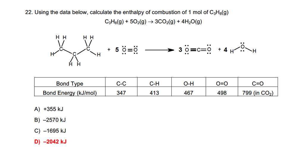 Solved 22. Using the data below, calculate the enthalpy of | Chegg.com