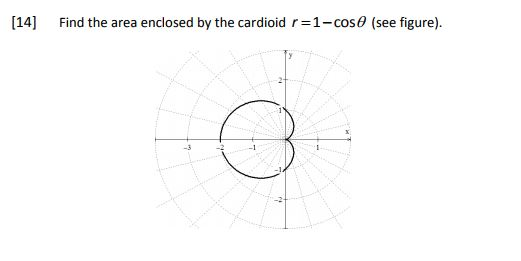 Solved [14] Find the area enclosed by the cardioid | Chegg.com