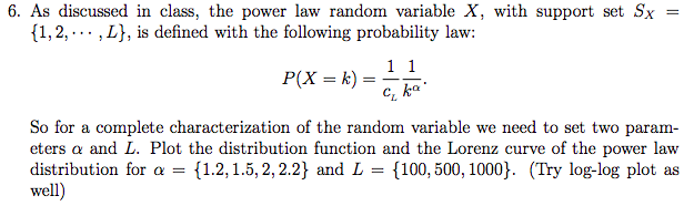 6. As discussed in class, the power law random | Chegg.com