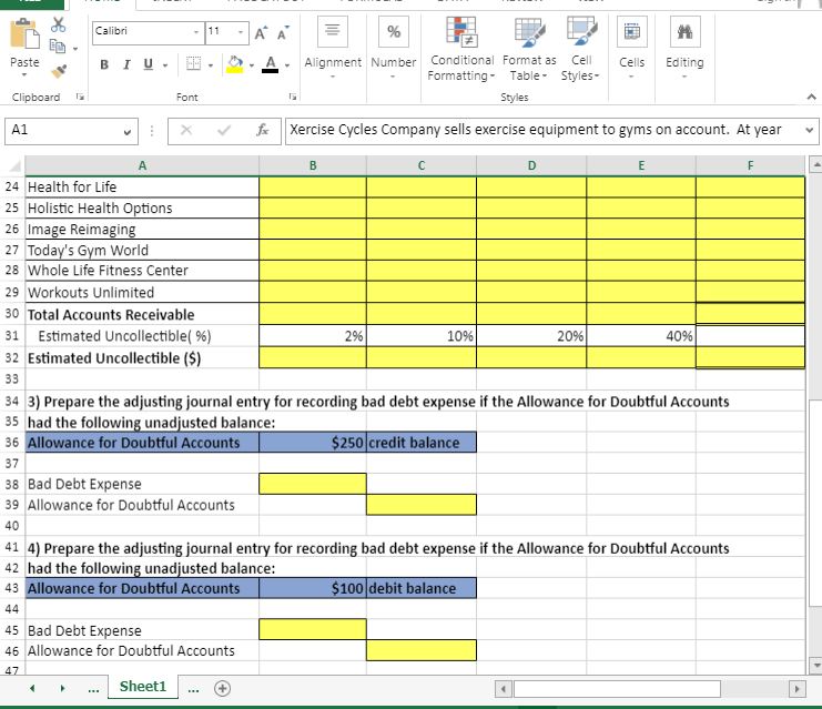 Solved Calibri Paste B I U A Alignment Number Conditional